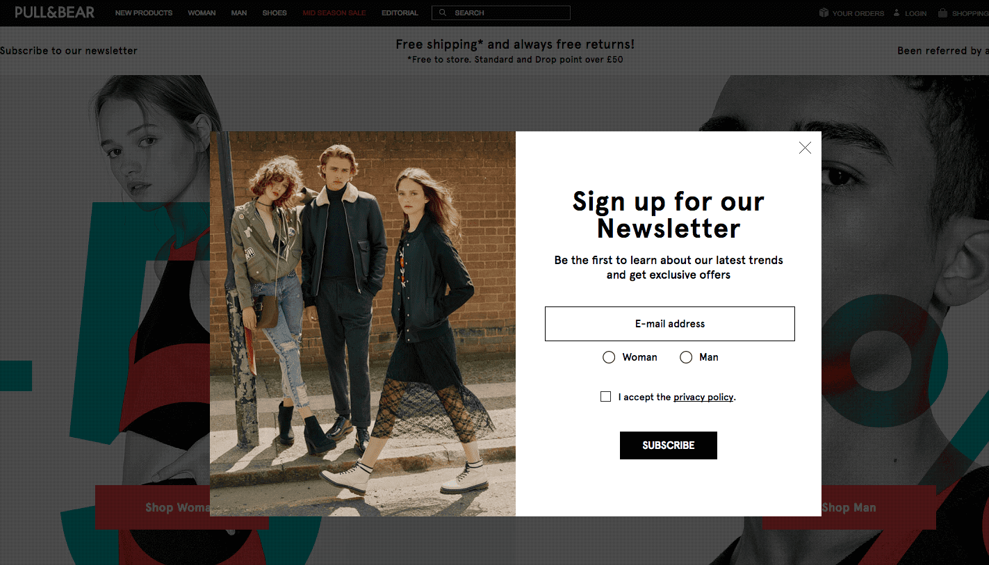 8 Examples Of Effective Popups For E commerce Fashion Stores